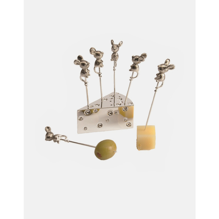'Mouse Cheese & Olive Picks Set - finest silver gifts, jewellery and ...